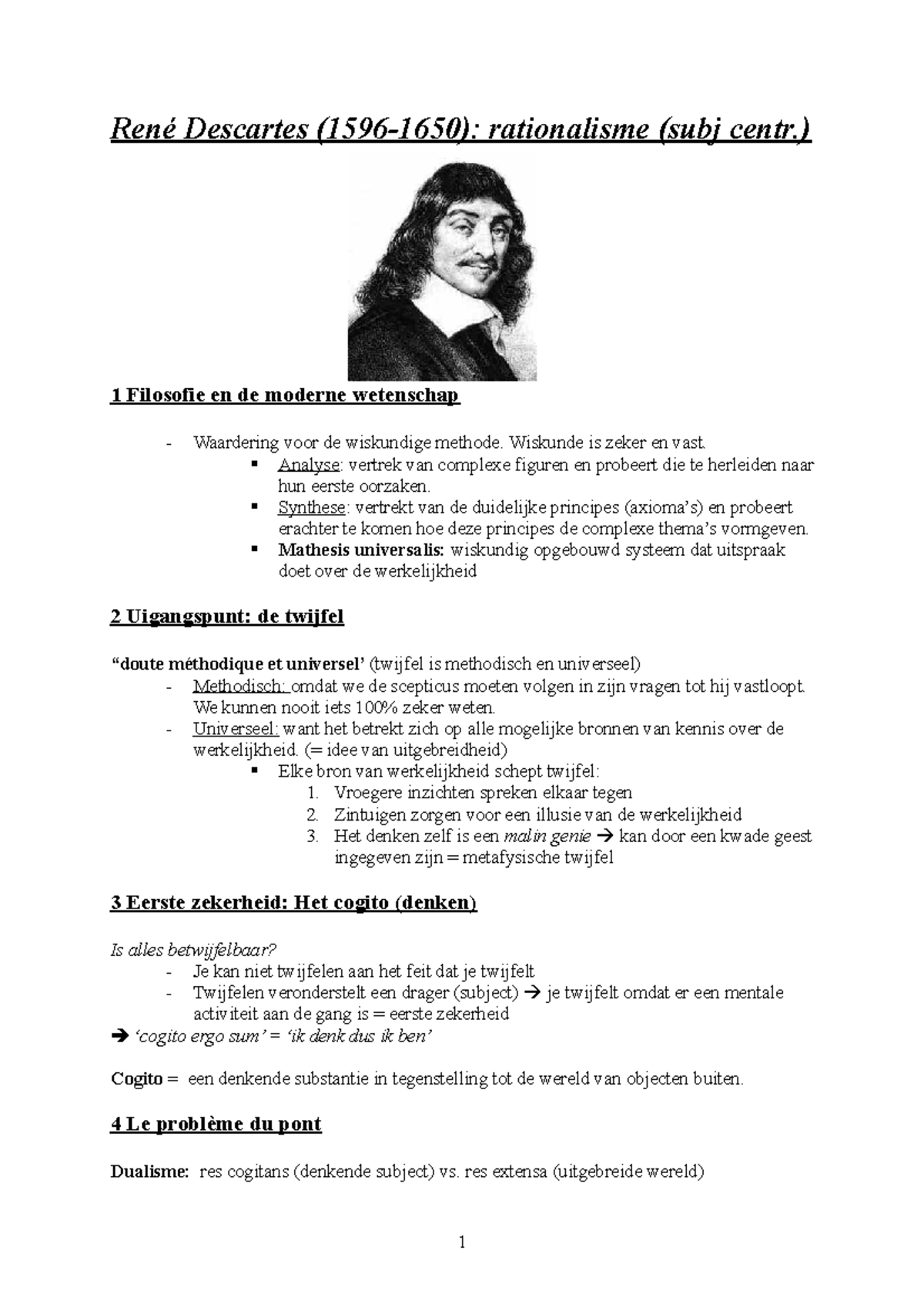4-René-Descartes - Wijsbegeerte - René Descartes (1596-1650 ...