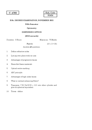 Public health and community optometry - It's a question paper - C– B ...