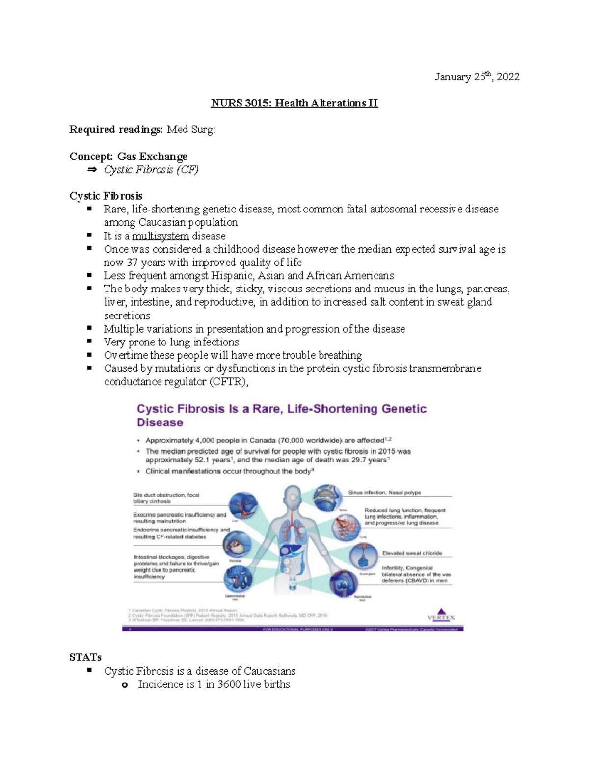 Class 5- Gas Exchange Cont - January 25th, 2022 NURS 3015: Health ...