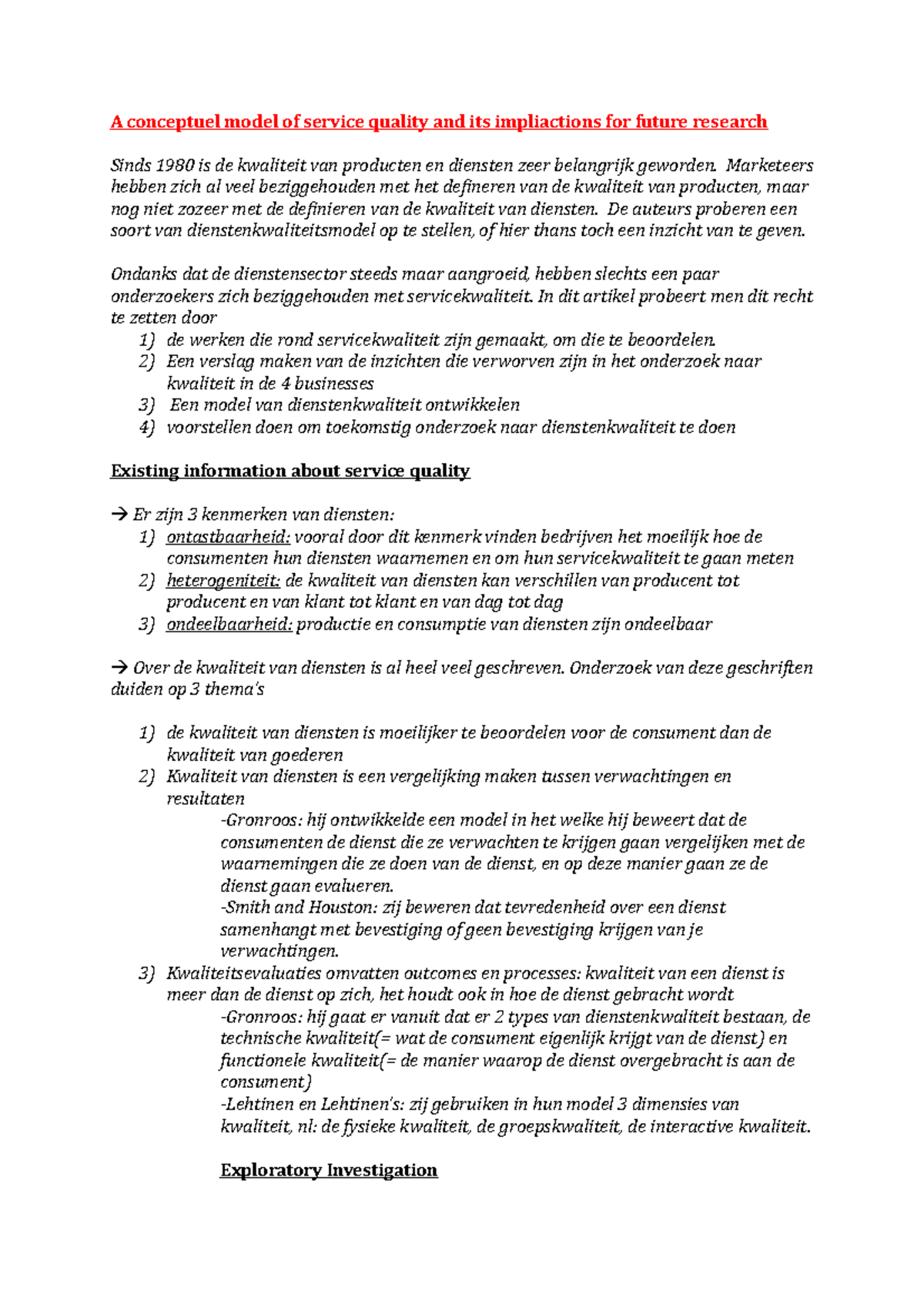 A Conceptual Model of Service Quality and its implications for future ...