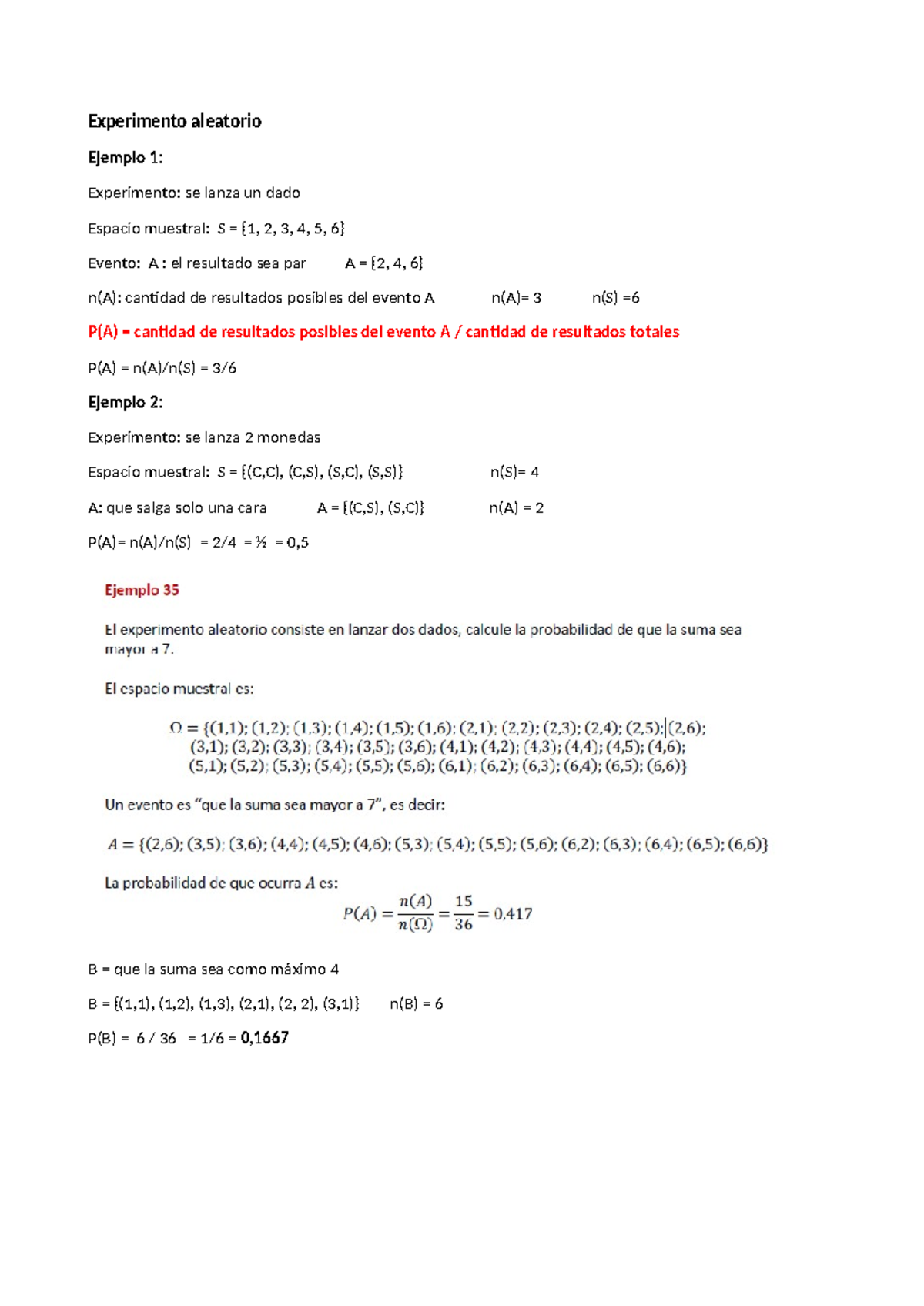VC semana 5-Experimento aleatorio - Experimento aleatorio Ejemplo 1 ...