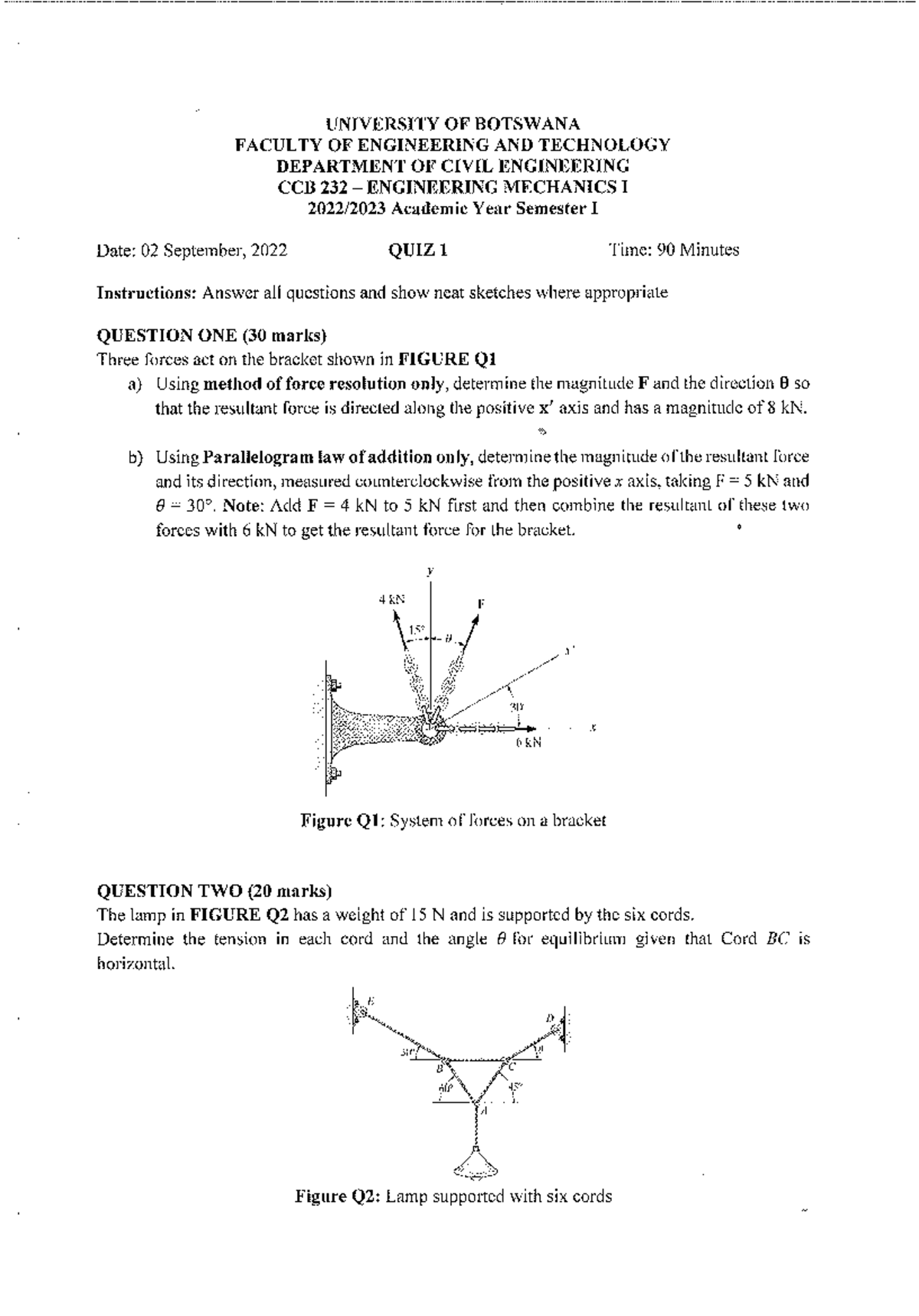 QUIZ 1 2022 WITH Solution - Statics - Studocu