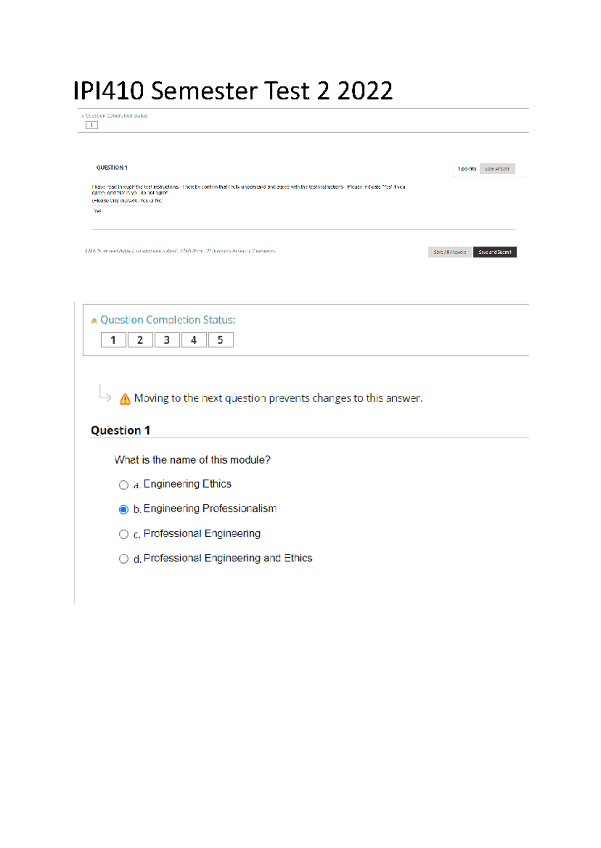Sem Test 2 2022 - IPI 410 - IPI410 Semester Test - Studocu