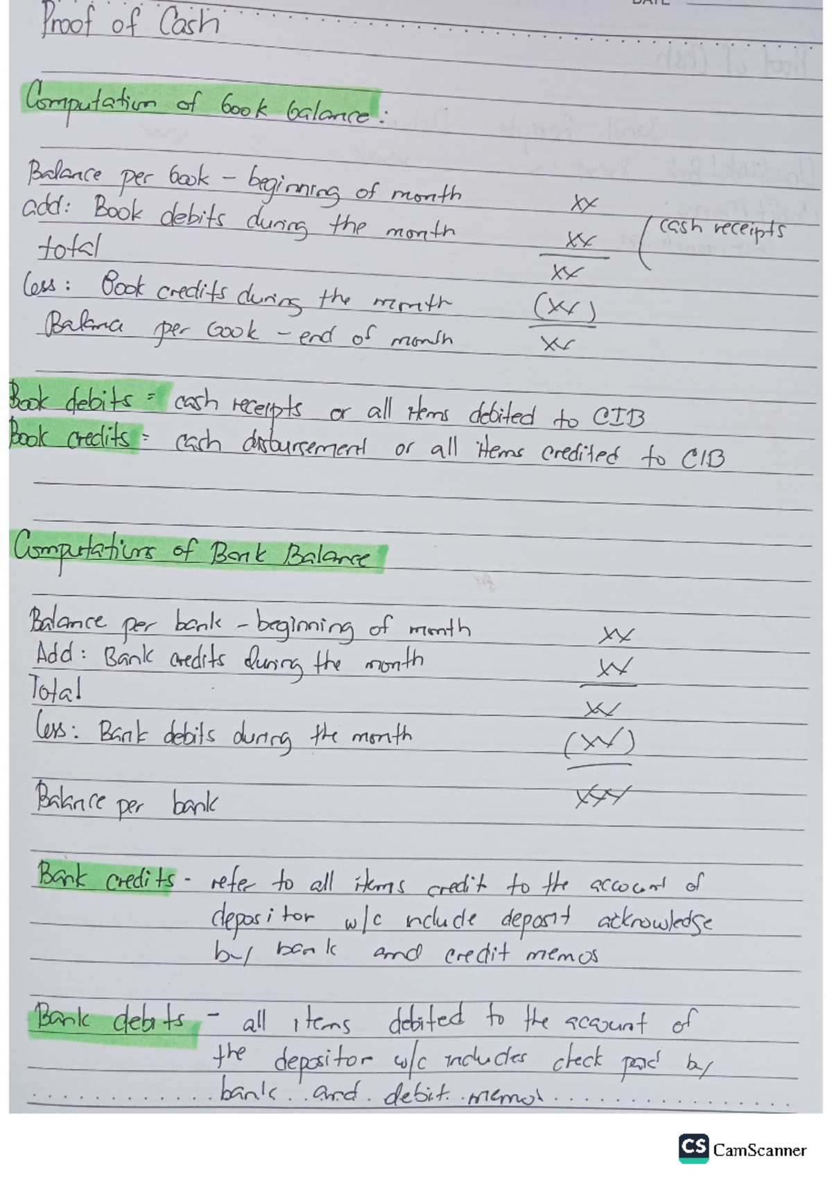 Proof - lecture - Proof of Cash Computation of 600 k balance Balance ...