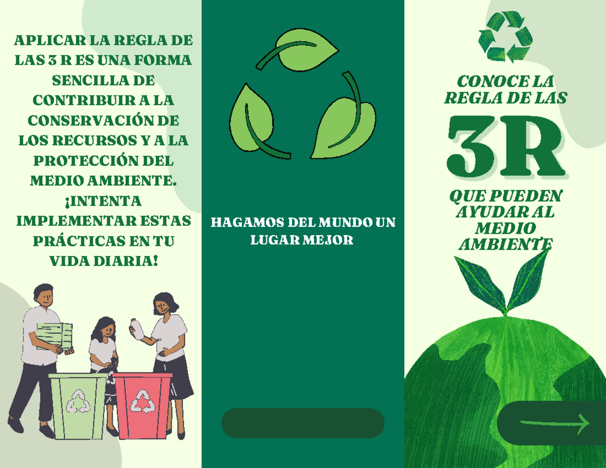 Folleto Triptico de Cuidado Ambiental Reciclaje Moderno Verde - HAGAMOS DEL MUNDO UN LUGAR MEJOR ...