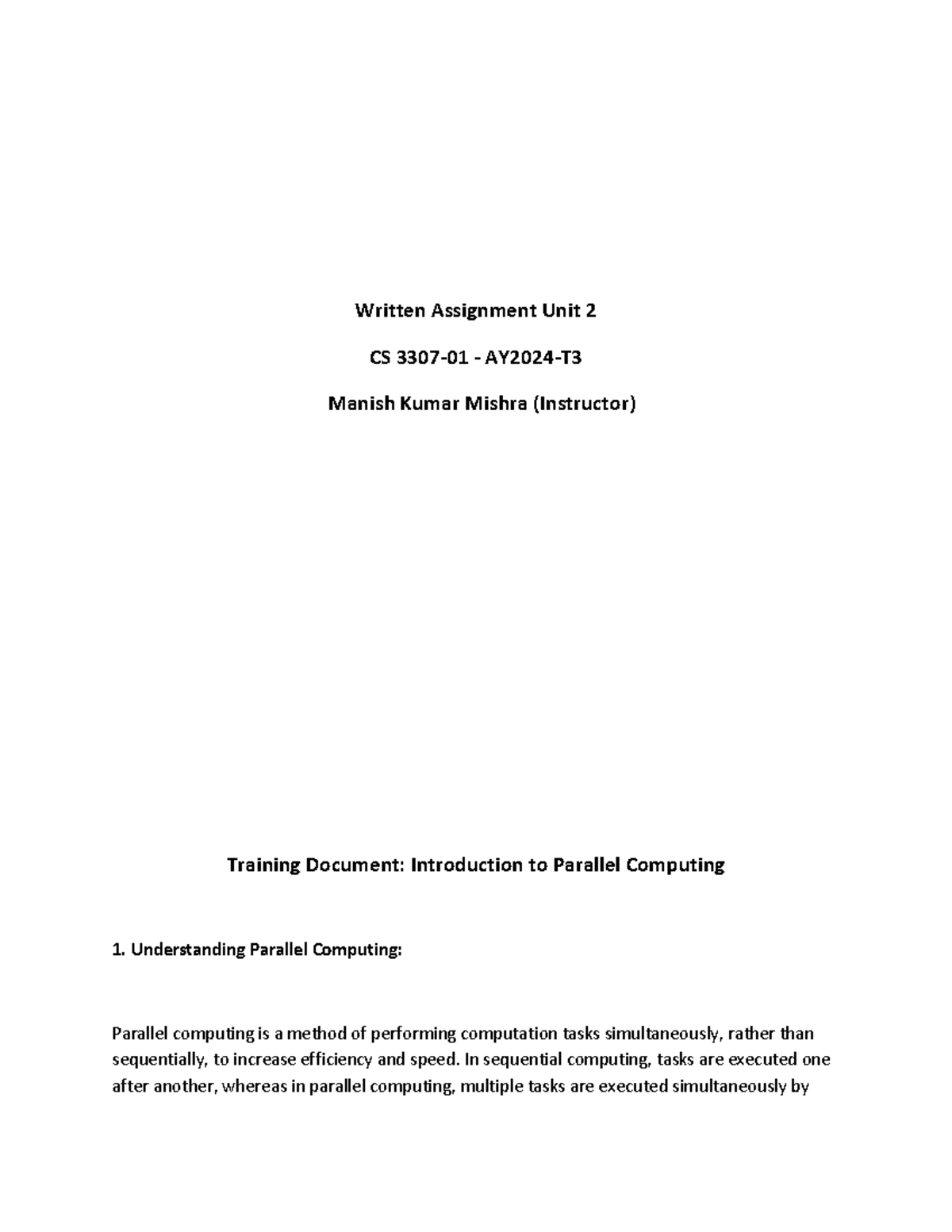WA 2 OS - Practice materials for operating systems - Written Assignment Unit 2 CS 3307- 01 ...