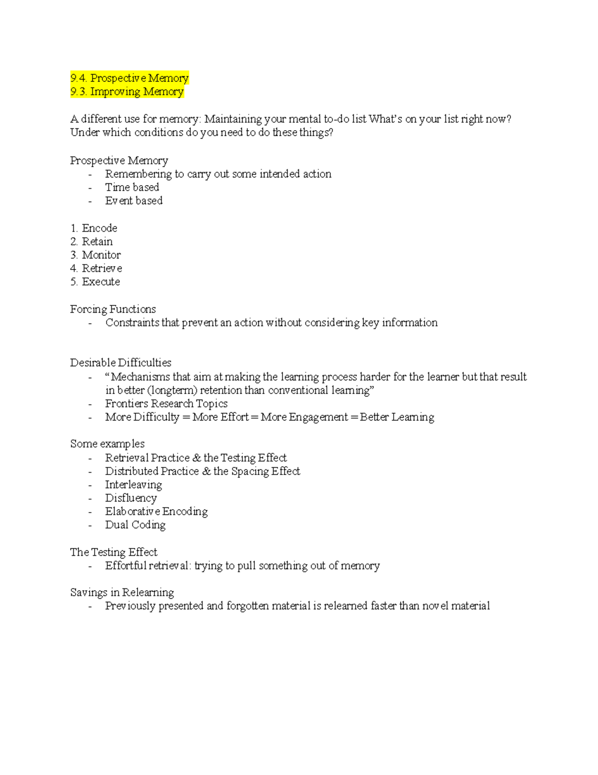 Cognitive memory amnesia notes - Prospective Memory Improving Memory A ...