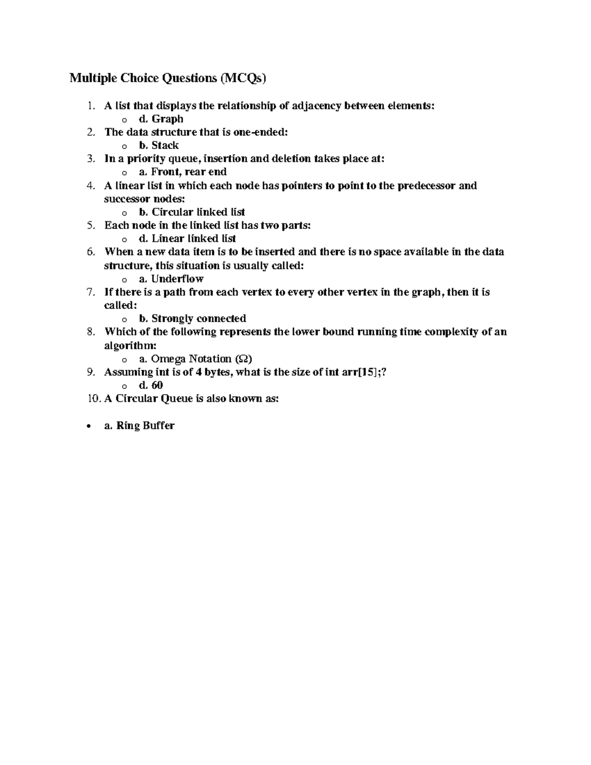 D.S.A Multiple Choice Questions - Multiple Choice Questions (MCQs) 1. A ...
