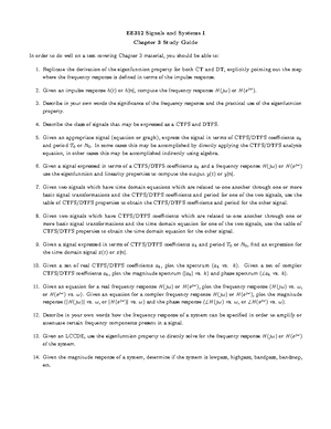 Chapter 1 - Summary Signals & Systems I - EE312 Signals and Systems I ...