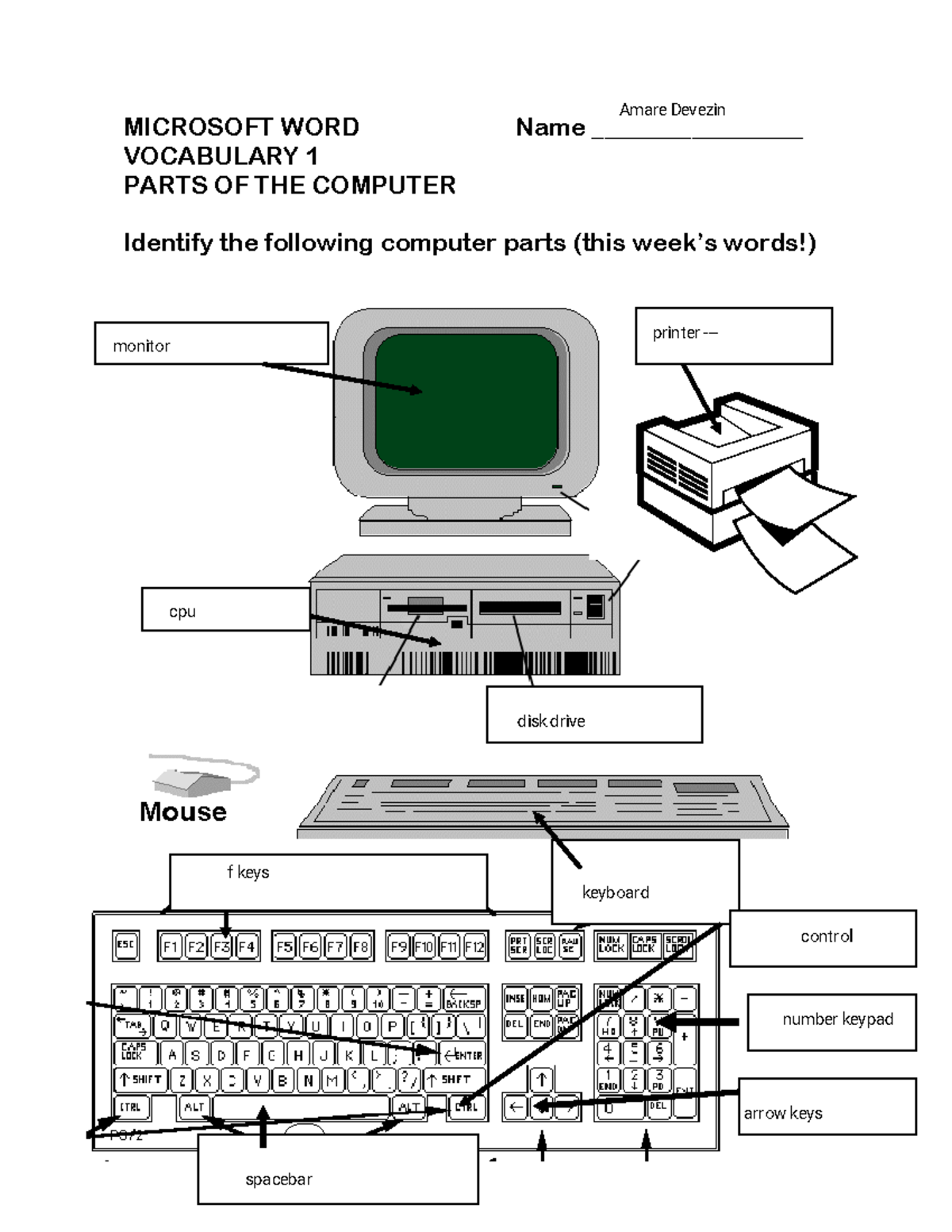An Activity 1 Microsoft Word - MICROSOFT WORD Name ...