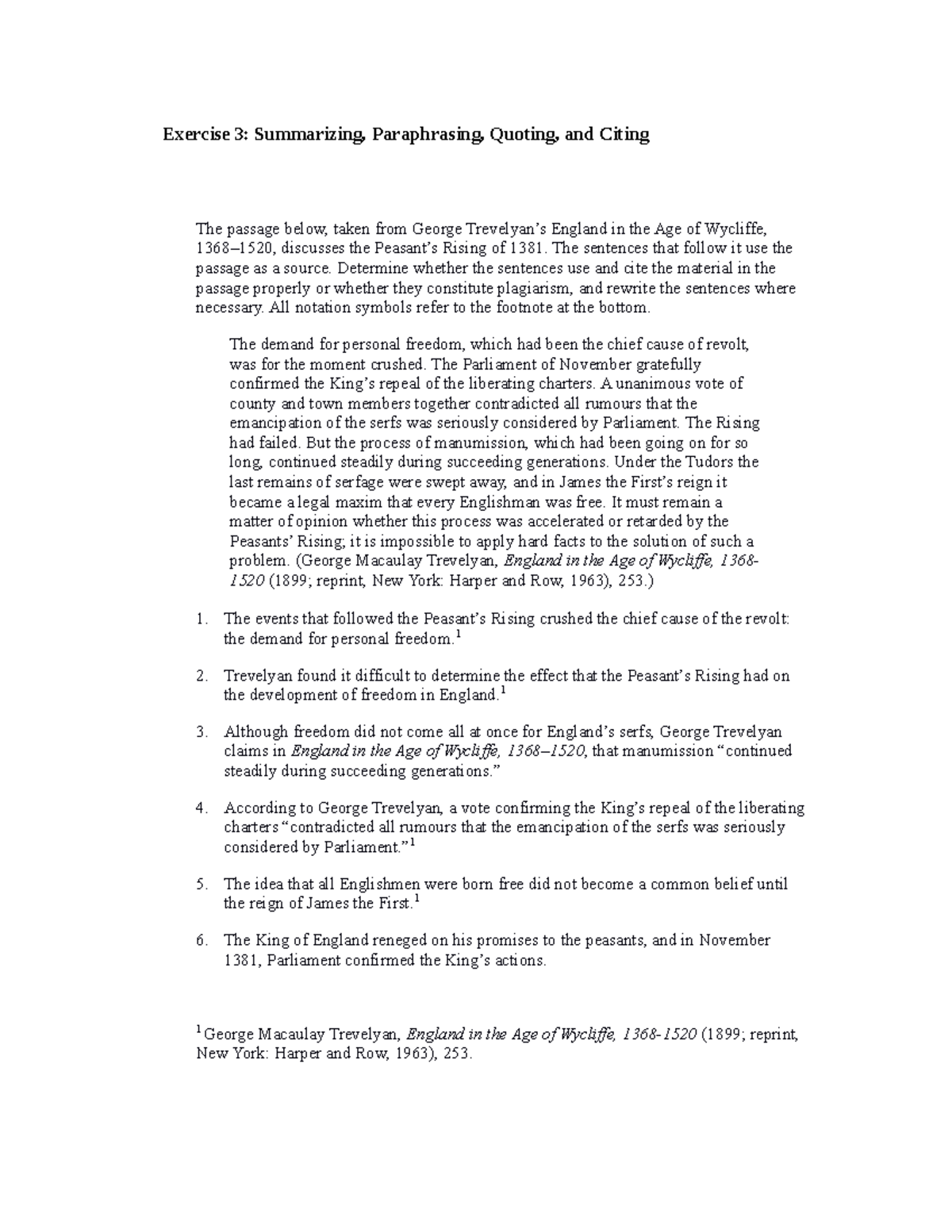 Plagiarism-exercise 3-his101 - Exercise 3: Summarizing, Paraphrasing ...