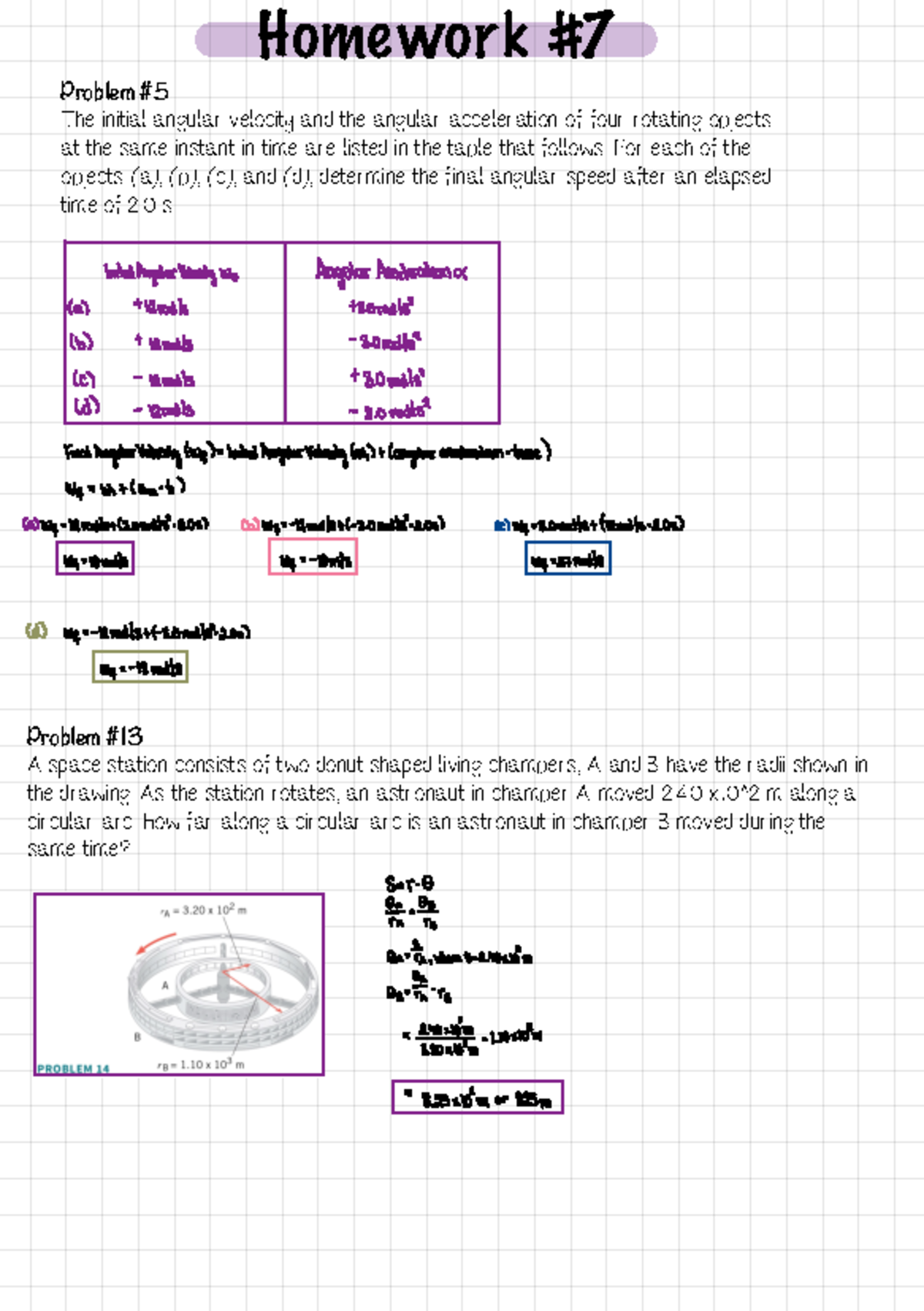 HW 7 📐 - Homework 7 Questions are from Chapter 8 - Homework Problem The initial angular velocity ...