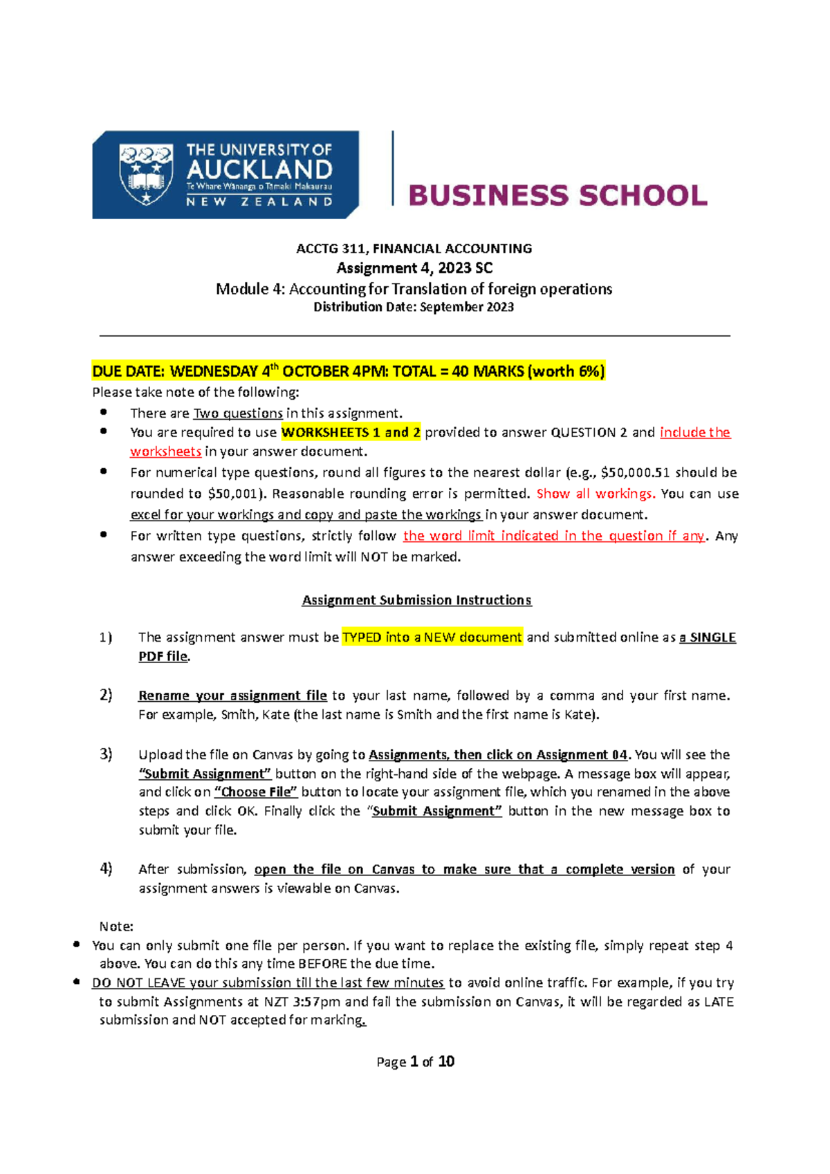 ASSIGNMENT Four - ACCTG 311, FINANCIAL ACCOUNTING Assignment 4, 2023 SC ...