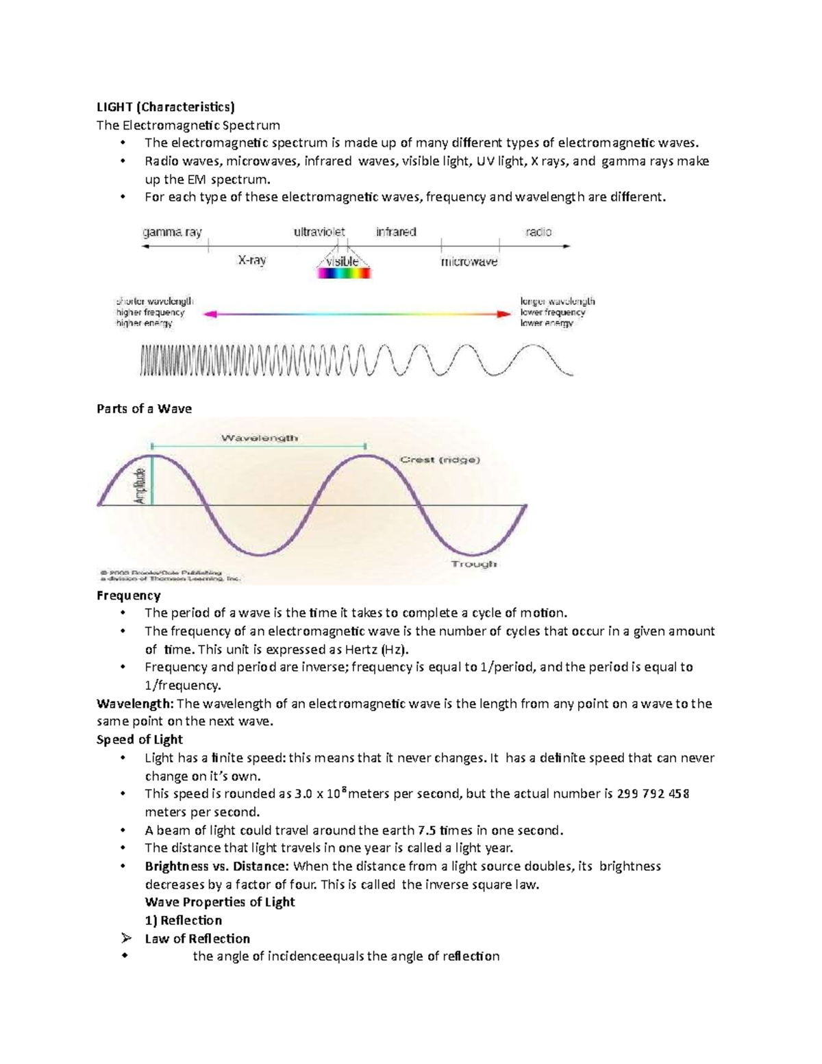 Light Pollution - LIGHT (Characteristics) The Electromagnetic Spectrum ...