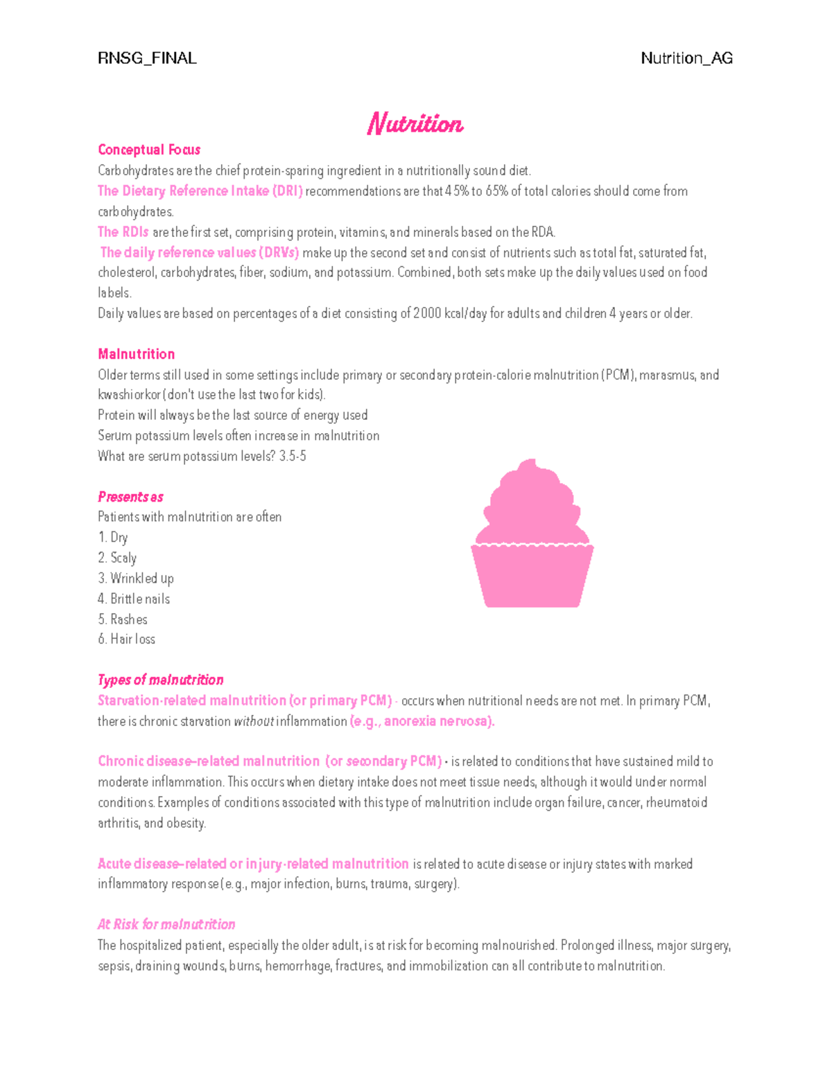 Nutrition study guide - Nutrition Conceptual Focus Carbohydrates are ...