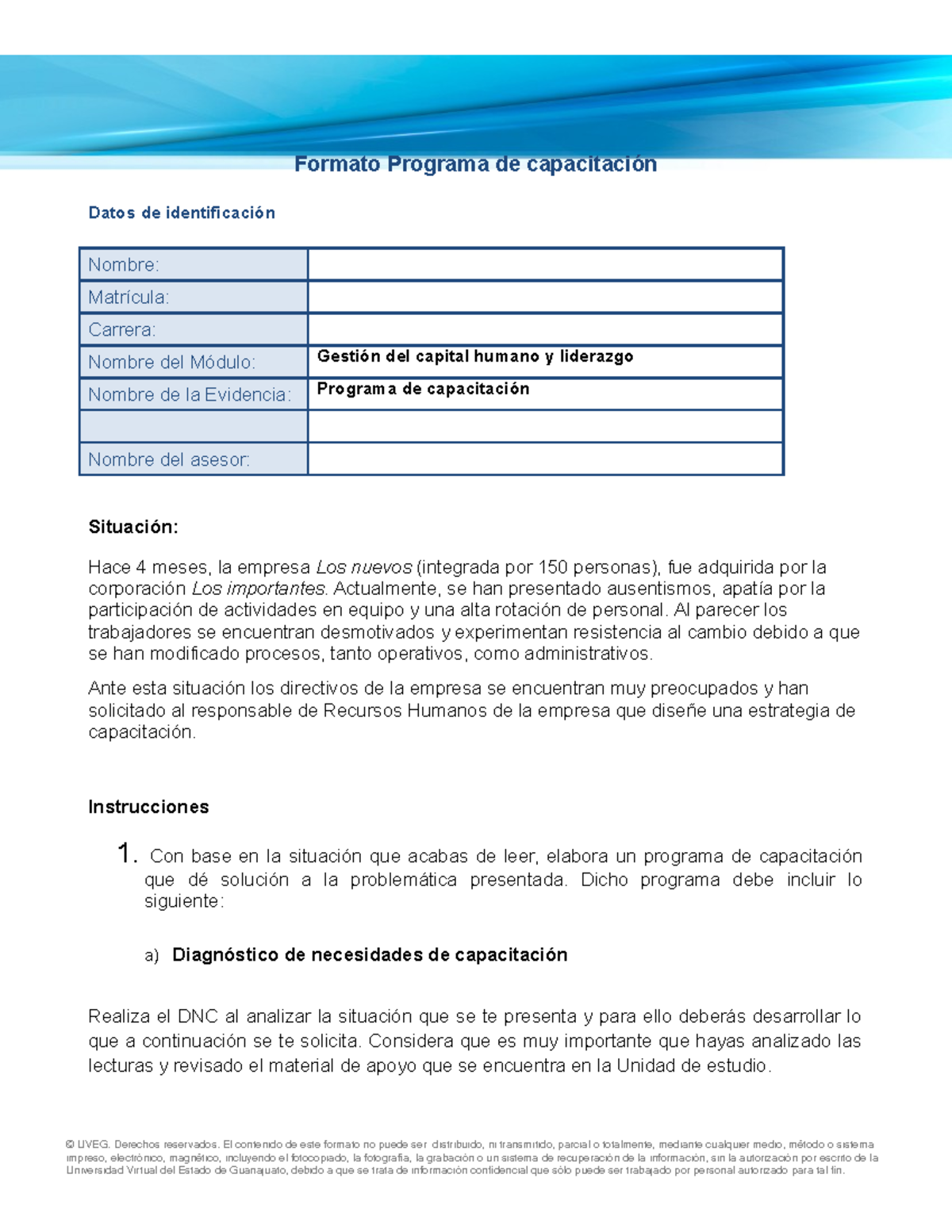 Capacitacion - Formato Programa de capacitación Datos de identificación ...