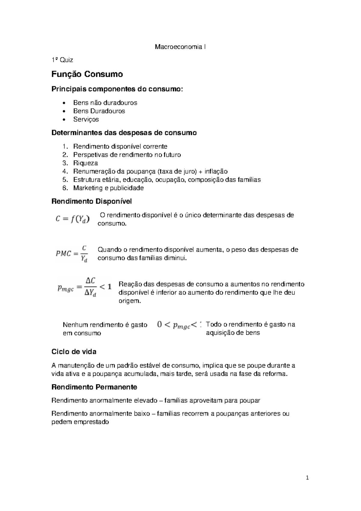 Macroeconomia (Resumo) - Nenhum rendimento é gasto em consumo ...