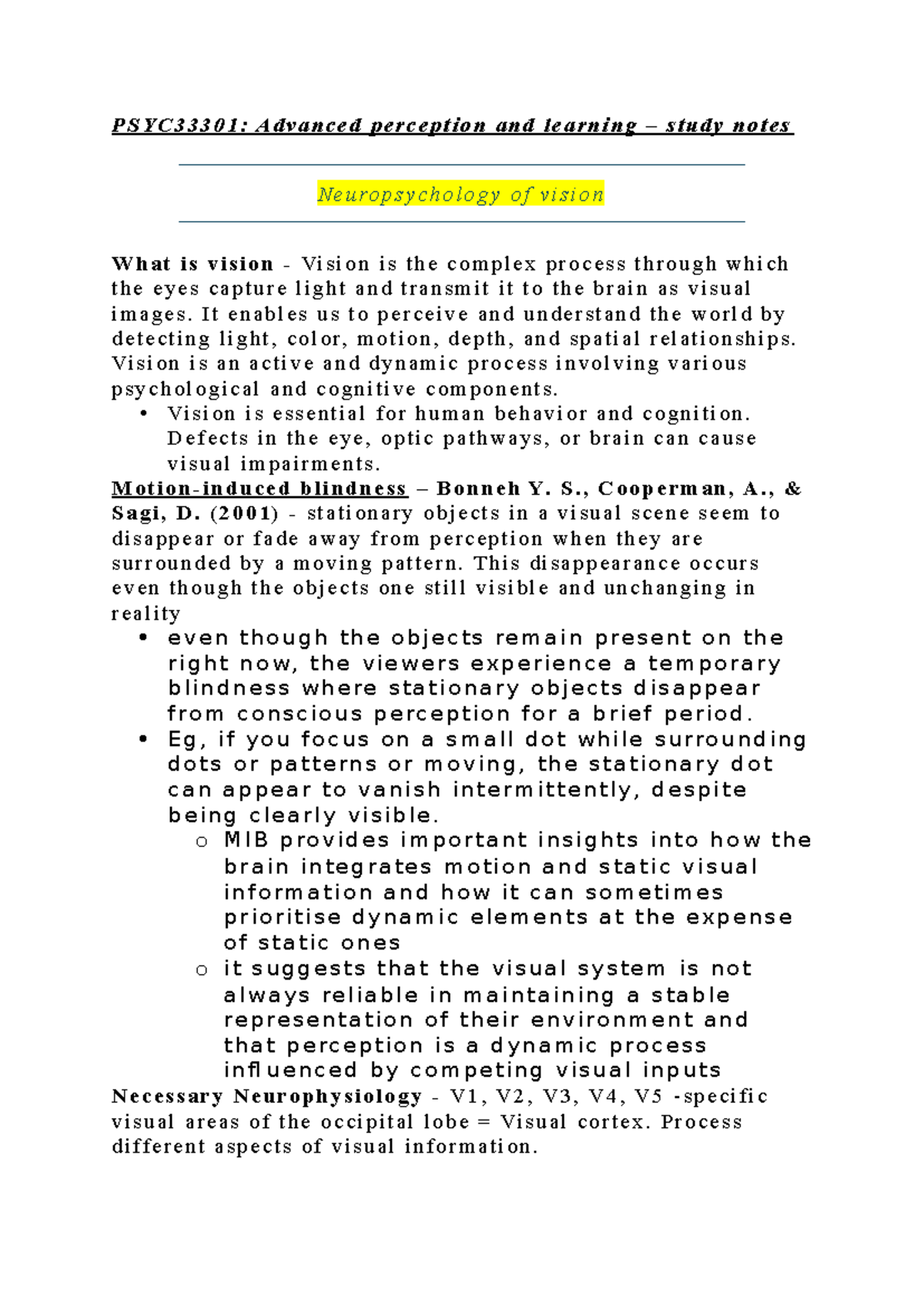 Study Notes neorpsychological visual copy - P S Y C 3 3 3 0 1 : A d v a ...