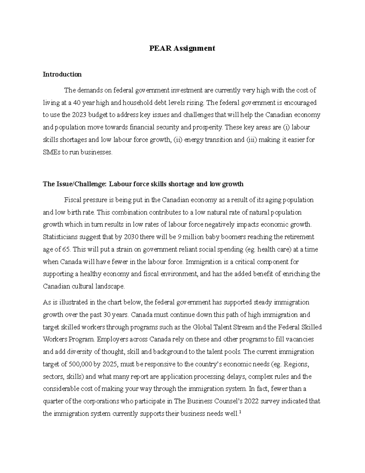 PEAR Assignment - PEAR Assignment Introduction The demands on federal ...