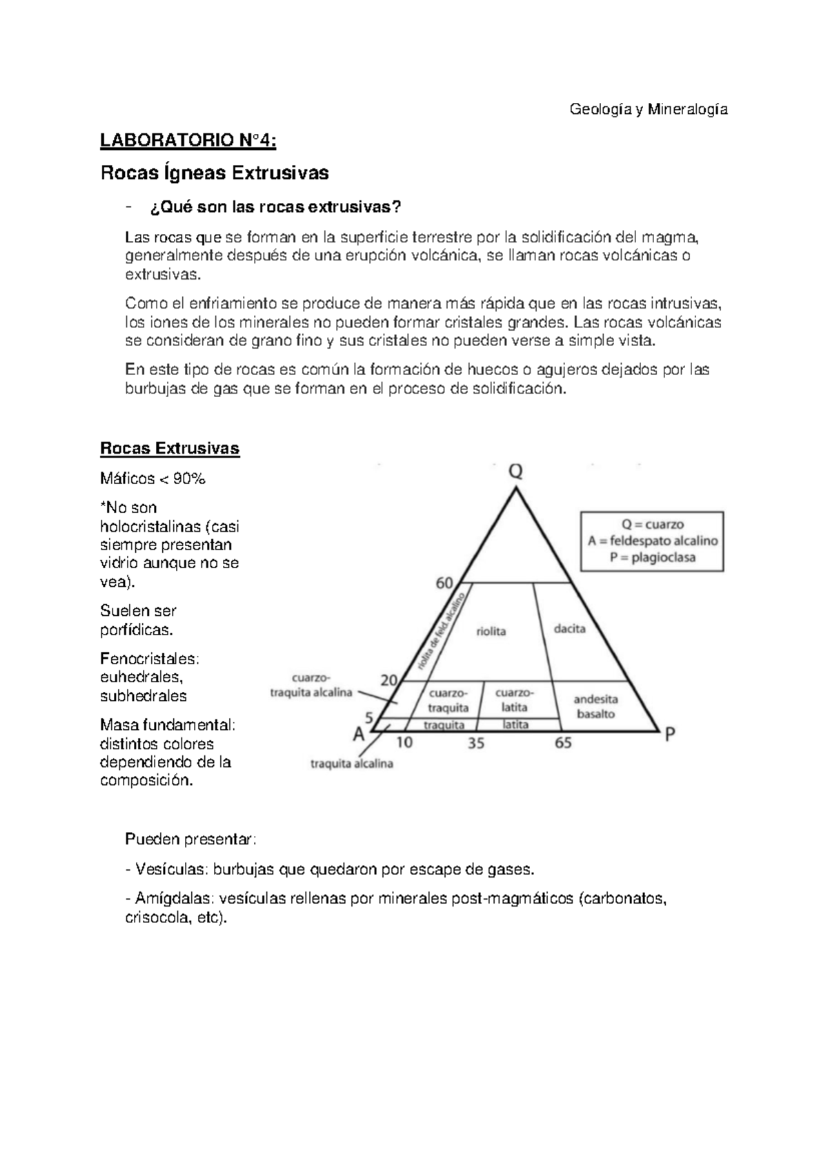 Guía4 GM Volcanismo Efusivo - Geología y Mineralogía LABORATORIO N°4 ...