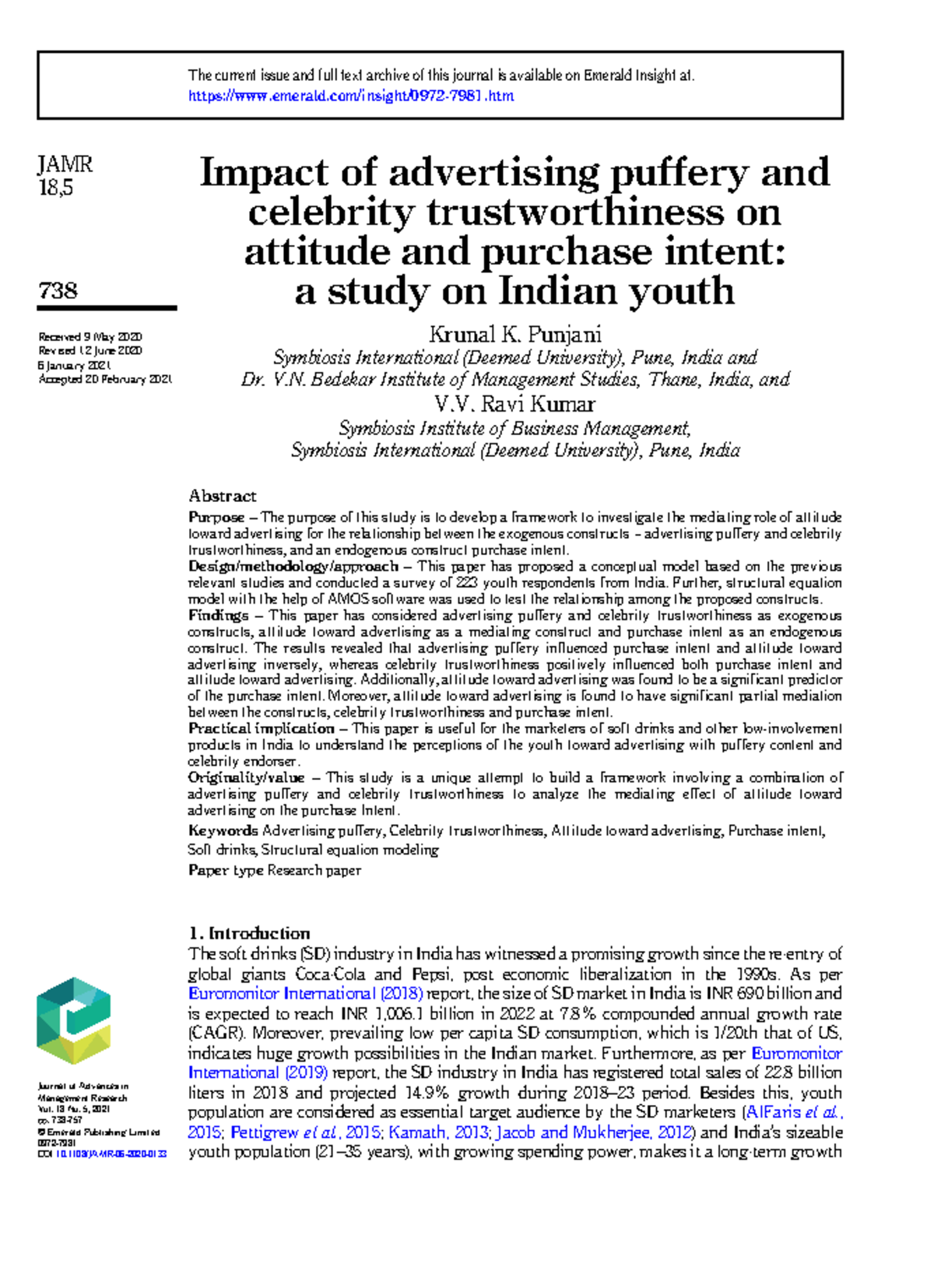 MKT537 ASSIGNMENT ARTICLE - Impact of advertising puffery and celebrity ...