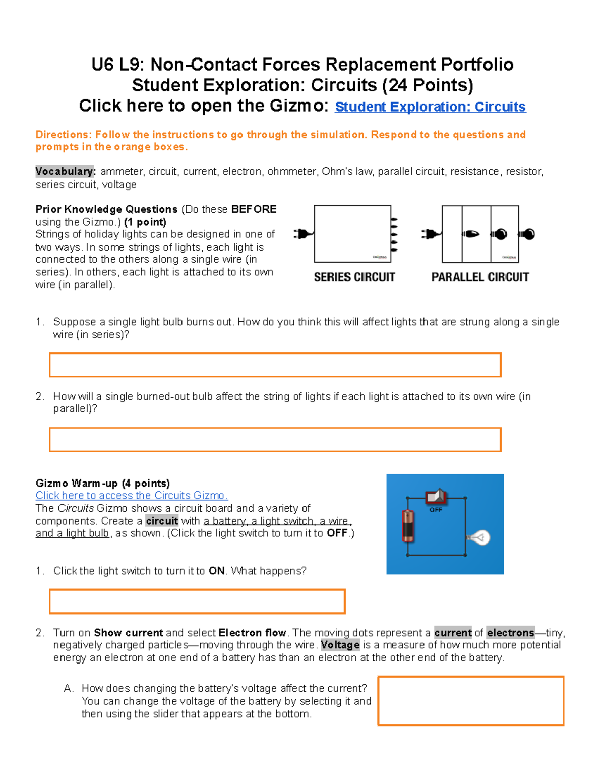PSCI B Unit 6 lesson 9 Portfolio - U6 L9: Non-Contact Forces Replacement Portfolio Student - Studocu