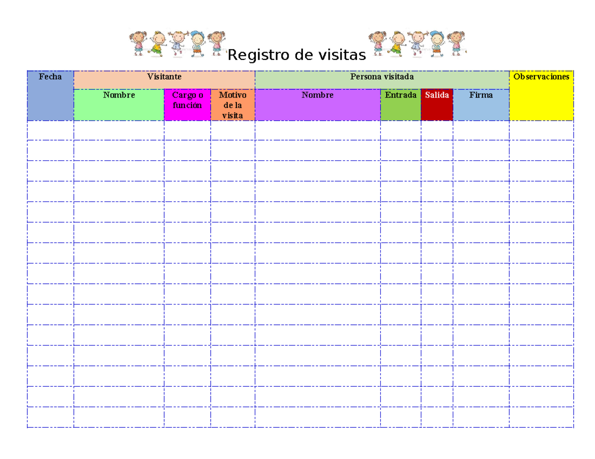 Registro de visitas - Planeación Didáctica - Registro de visitas Fecha ...