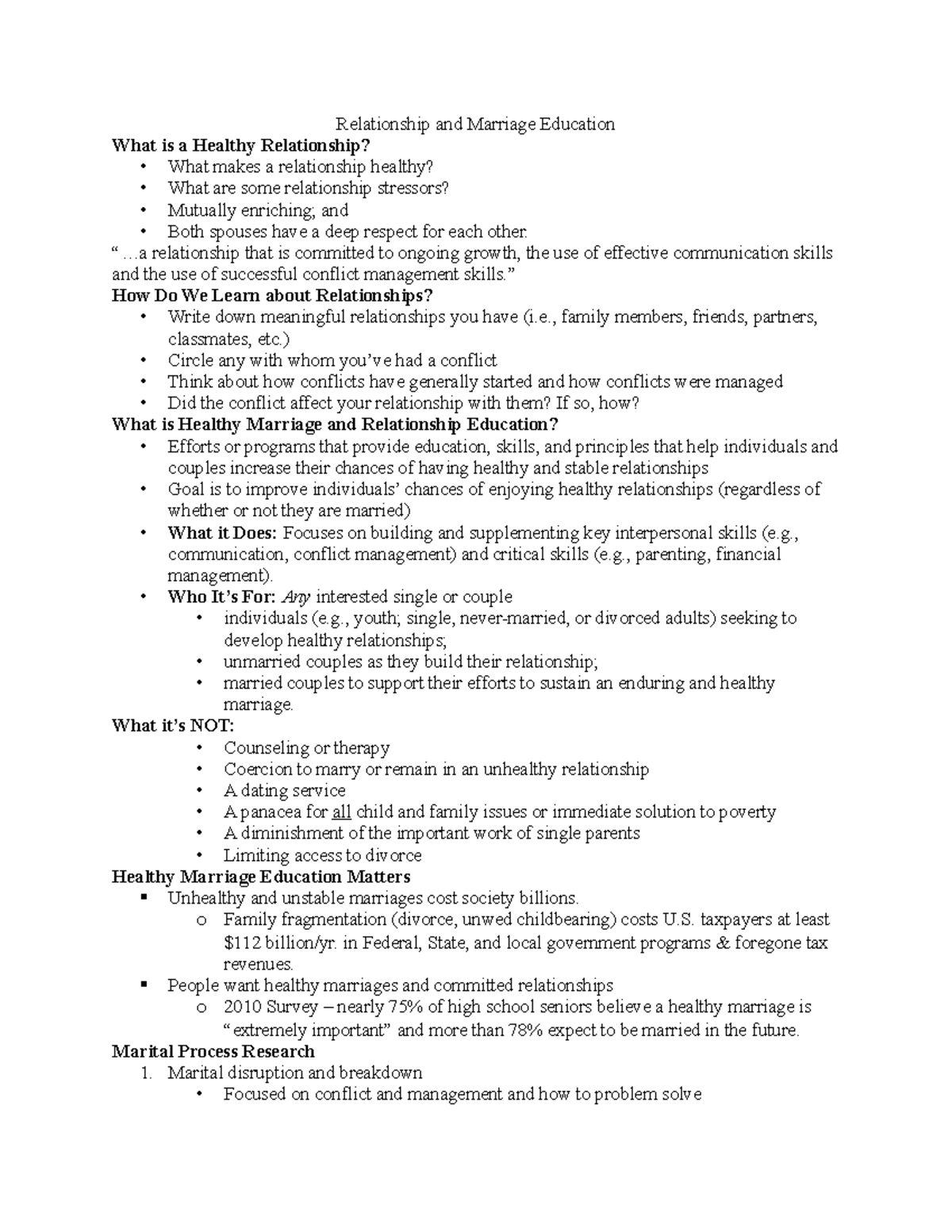 Relationship and Marriage Education Notes - Relationship and Marriage ...