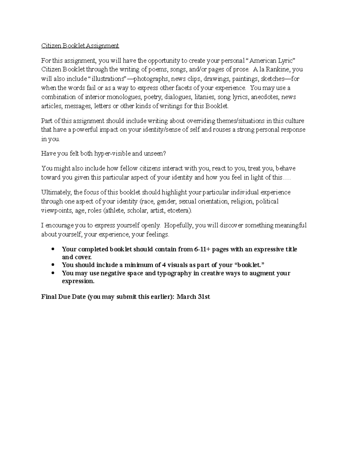 Citizen Booklet Assignment 2023 - Citizen Booklet Assignment For this ...