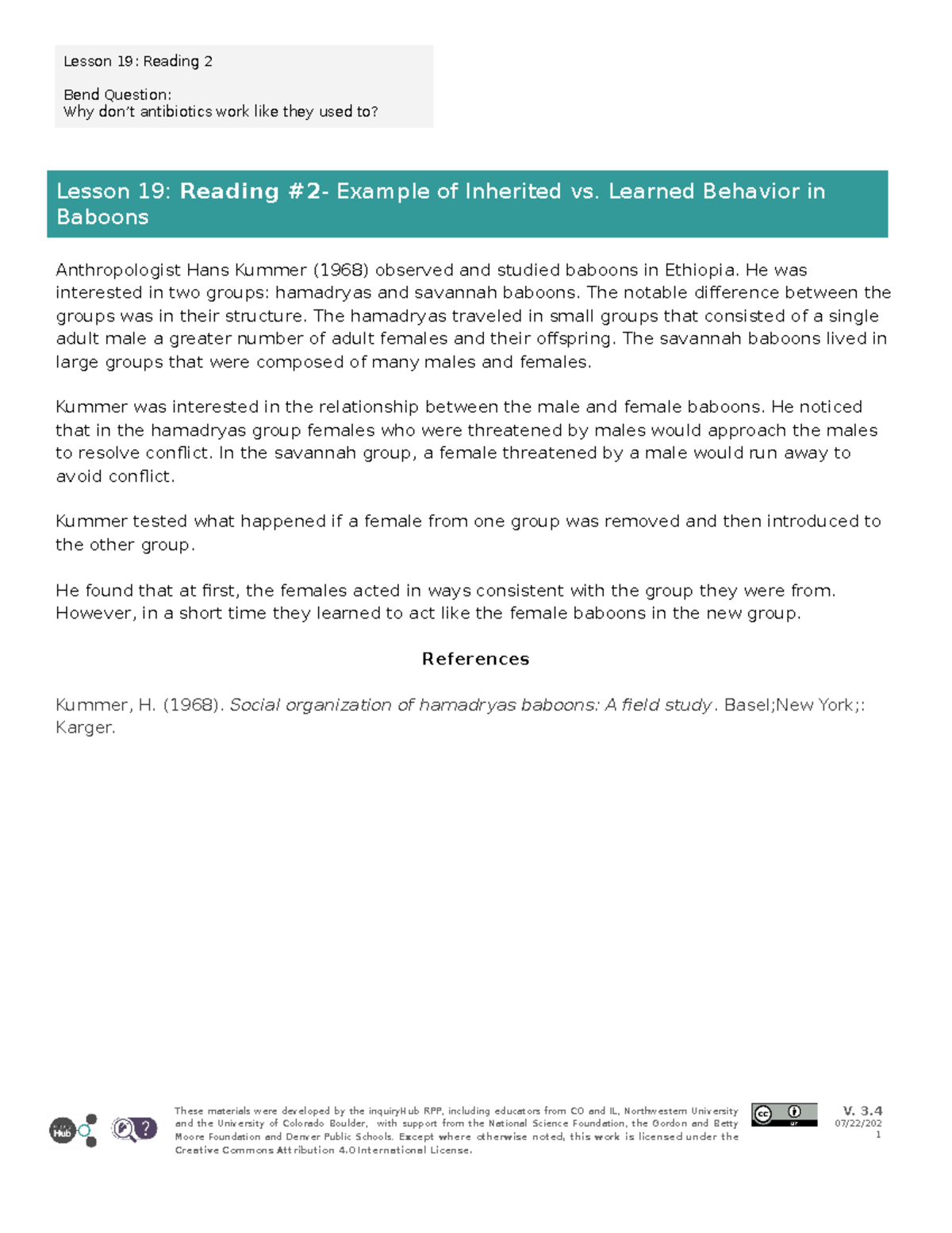 19#2 Example of Inherited vs. Learned Behavior in Baboons - Lesson 19 ...