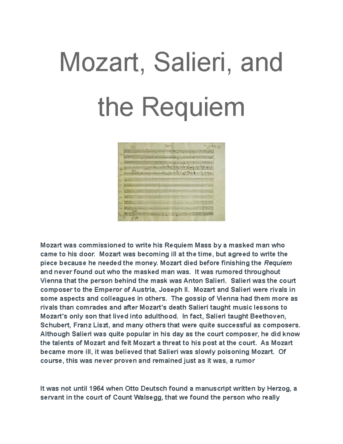 LM Mozart, Salieri, and the Requiem - Mozart, Salieri, and the Requiem ...