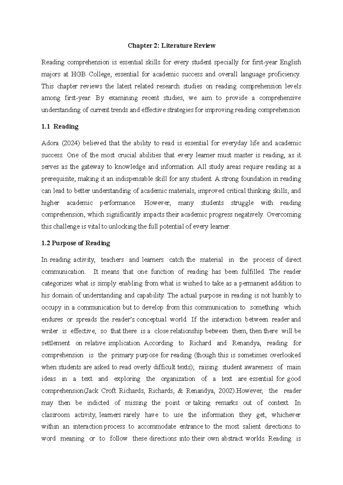 Chapter 2 revised - draft - Chapter 2: Literature Review Reading ...