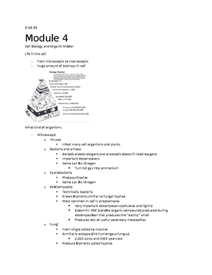 Soil Science Module 1 notes - 1-23- Module 1 Life in general is ...