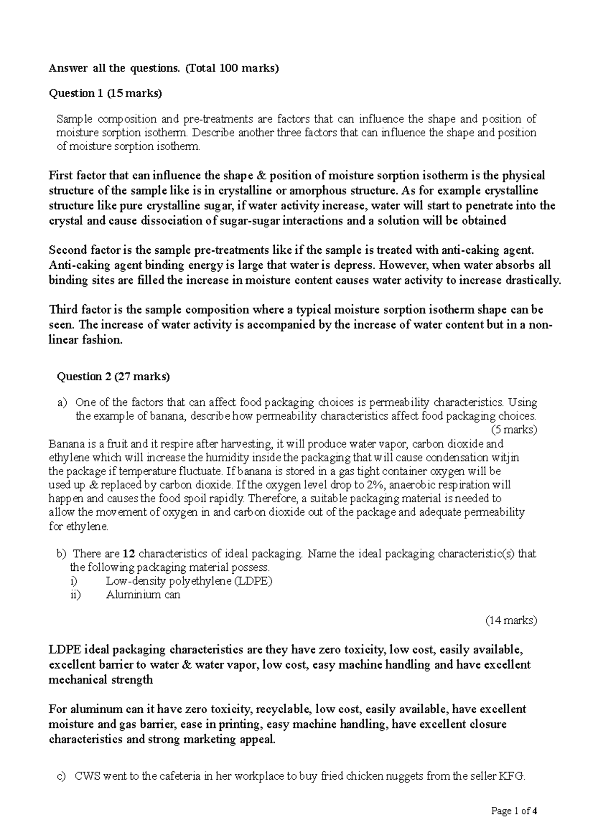 FST3820 Final Exam 2020 - Page 1 of 4 Answer all the questions. (Total ...