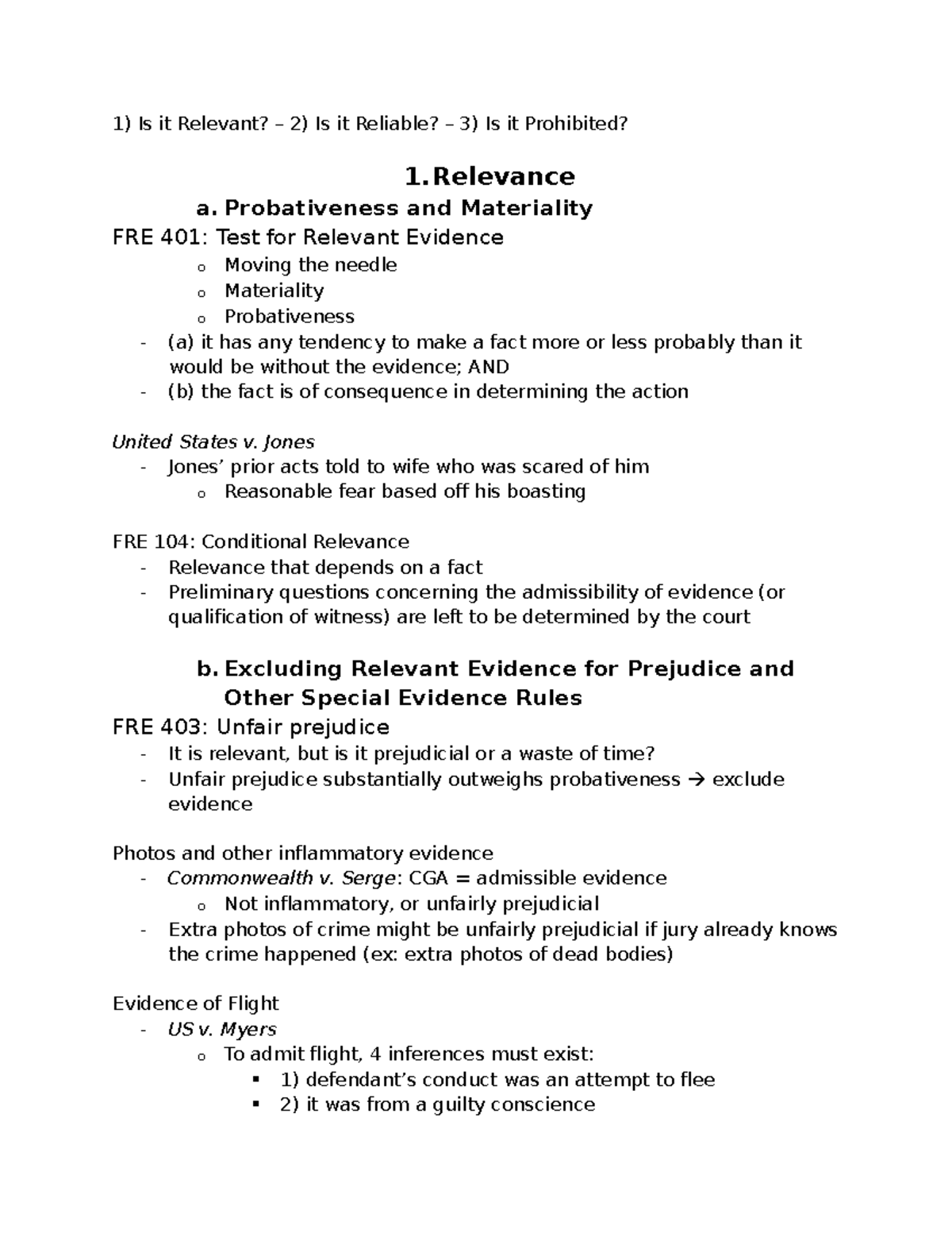 Evidence outline concise - 1) Is it Relevant? – 2) Is it Reliable? – 3 ...