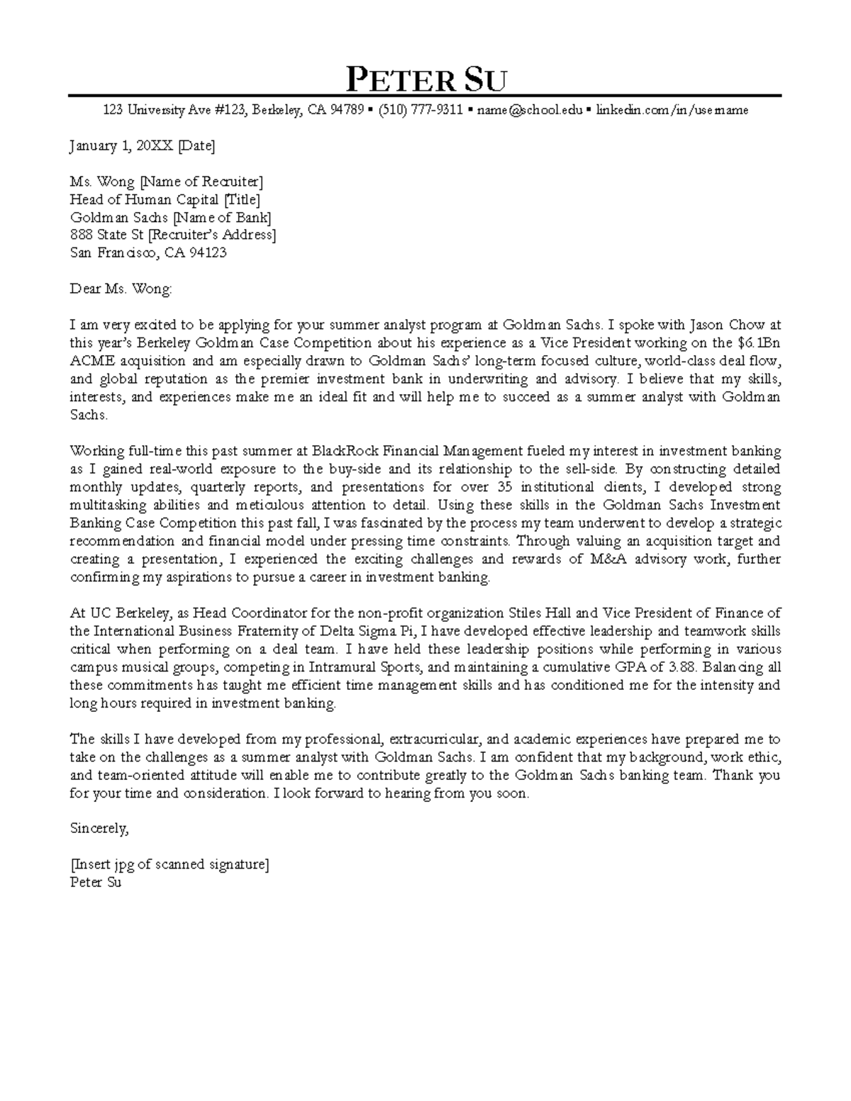 Peter Su - Cover Letter - PETER SU 123 University Ave #123, Berkeley ...