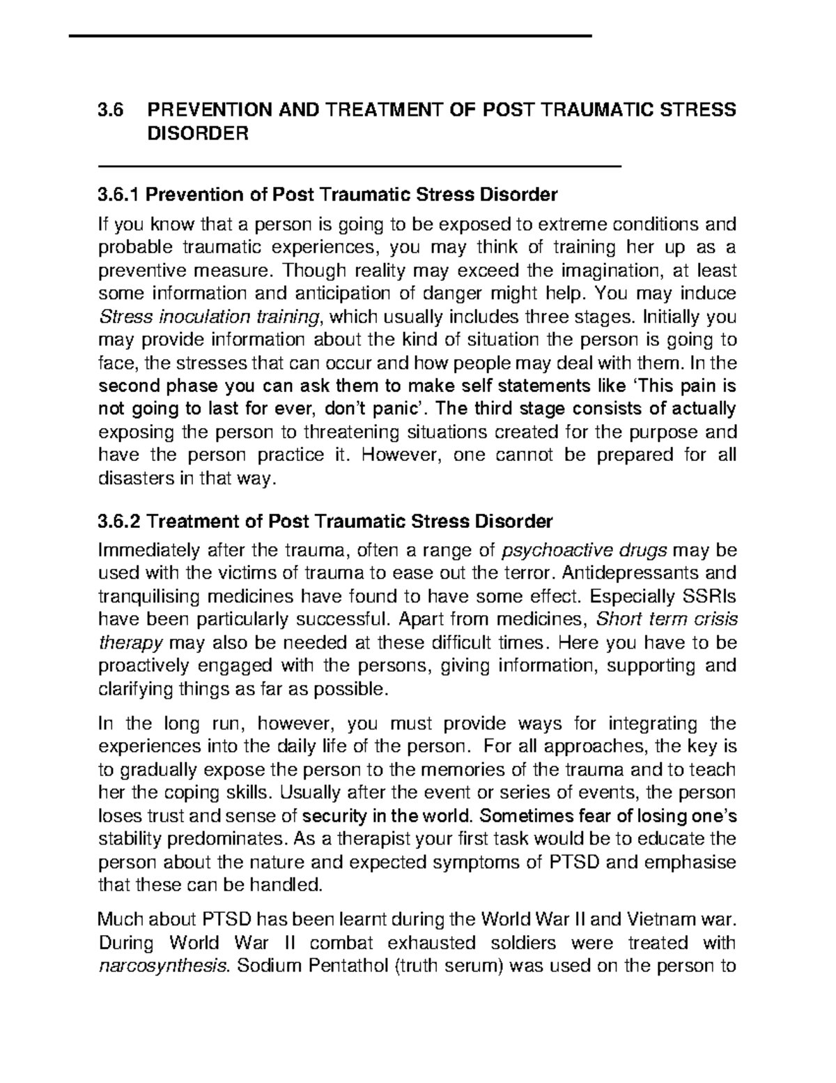 Prevention AND Treatment OF POST Traumatic Stress Disorder - 3 ...