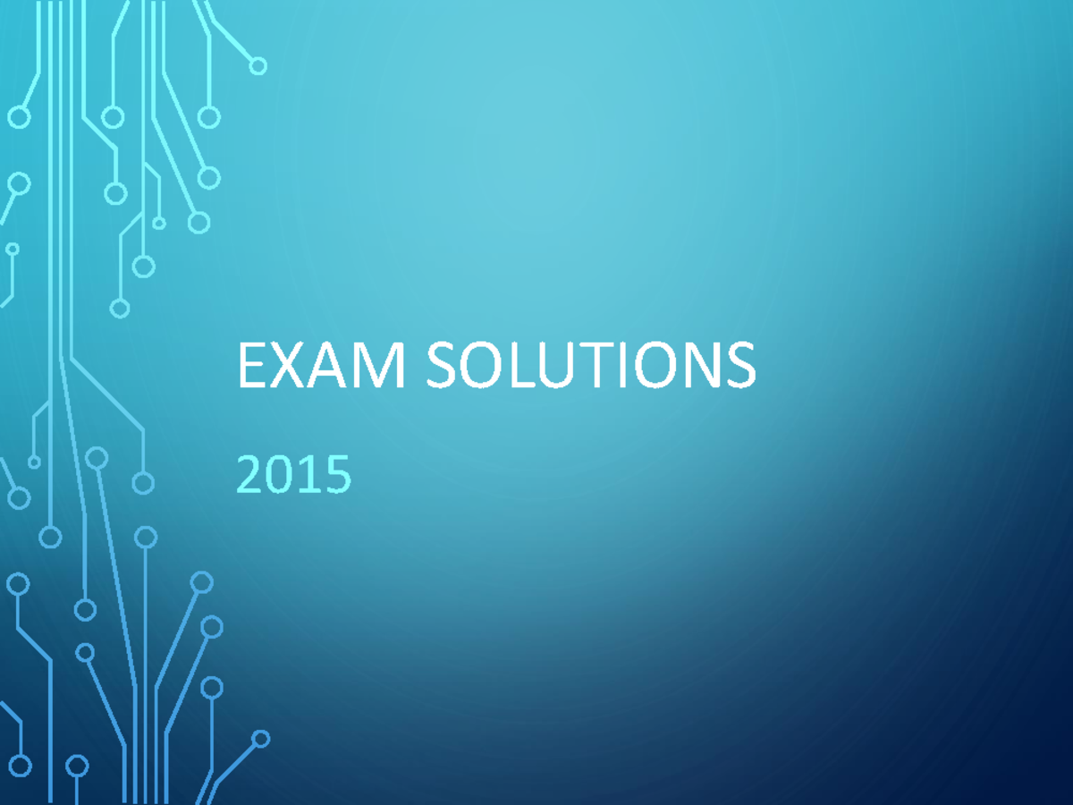 Lecture Notes Lecture Final Week Past Exam Solutions Part Two