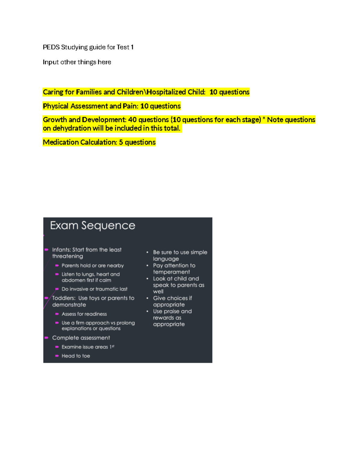 PEDS Studying guide for Test 1 - Medication Calculation: 5 questions ...