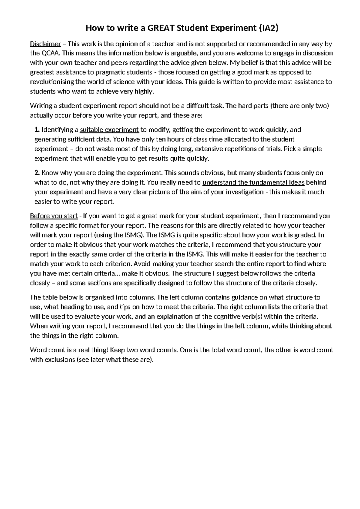 Experiment Report Formatting - How to write a GREAT Student Experiment ...