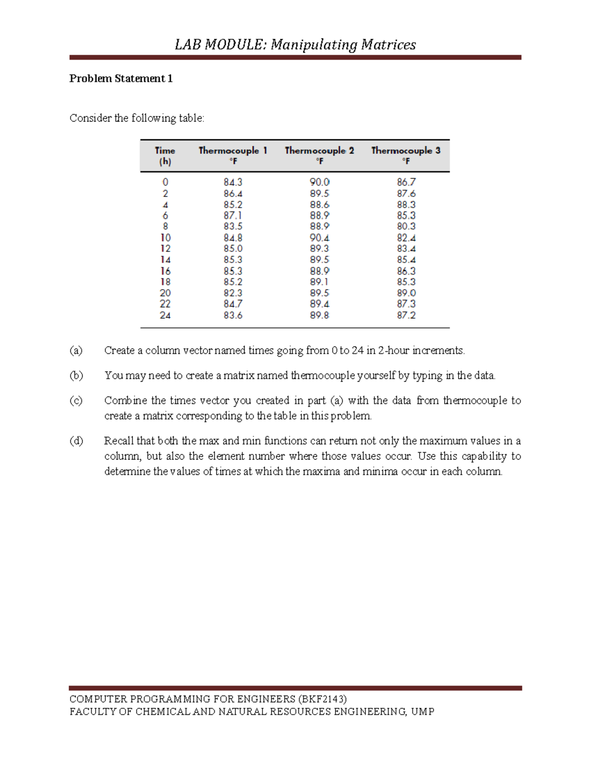 Lab Module- Manipulating Matrices C4 - LAB MODULE: Manipulating ...