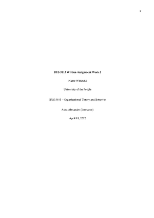 BUS 5113 Written Assignment Week 4 - Challenges with employee/staff ...