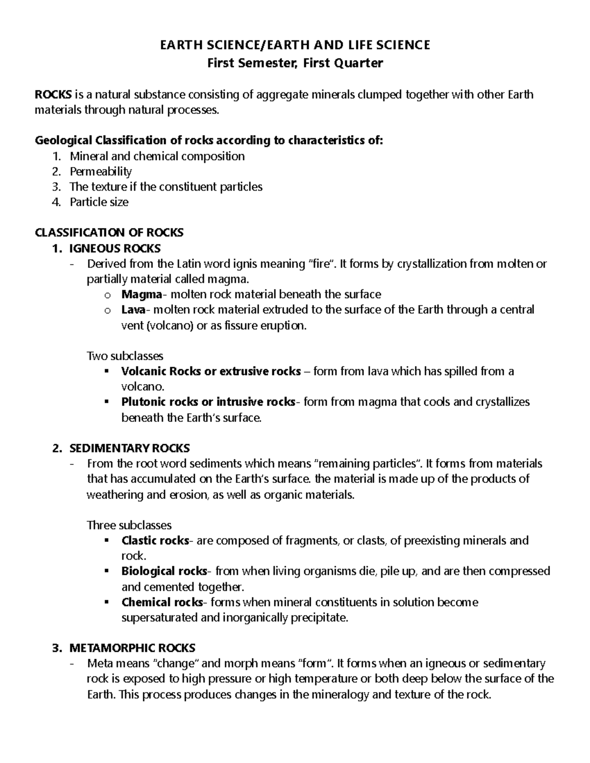 Earth Science Notes 2 - aaaassa - EARTH SCIENCE/EARTH AND LIFE SCIENCE ...