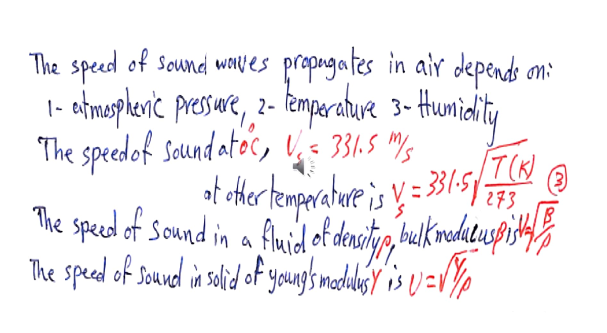 Lecture 6 - The Speed of Scund wnyes propngafes in air depends on: The ...