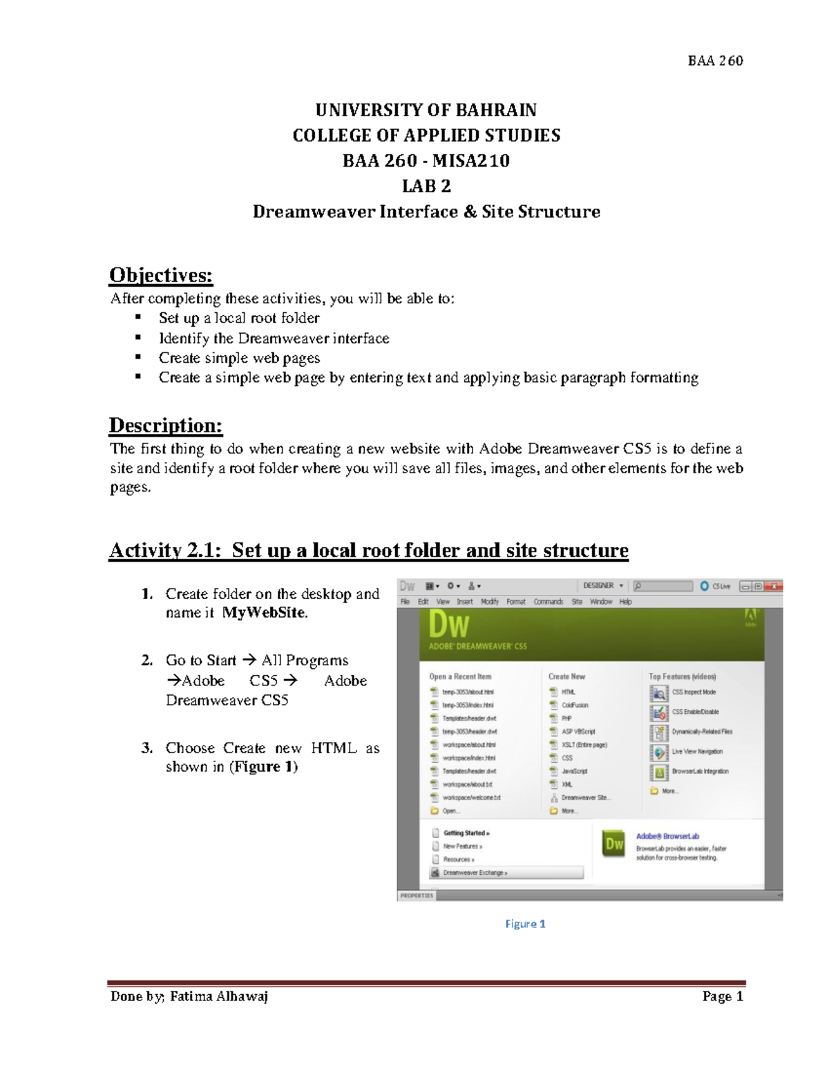 Lab 2 - acc133 - UNIVERSITY OF BAHRAIN COLLEGE OF APPLIED STUDIES BAA ...