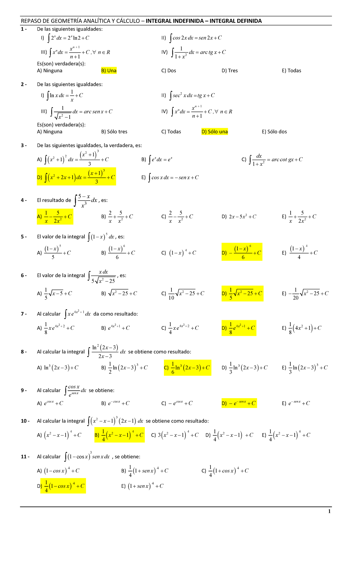 Repaso 11 integrales - Resumen Geometría Analítica y Cálculo - Warning: TT: undefined function ...