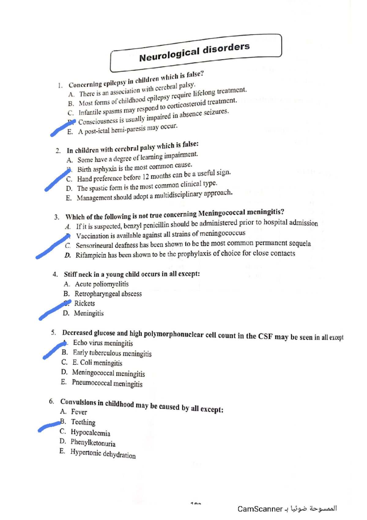 Ped Neuro MCQ - Neurology Diseases - Studocu