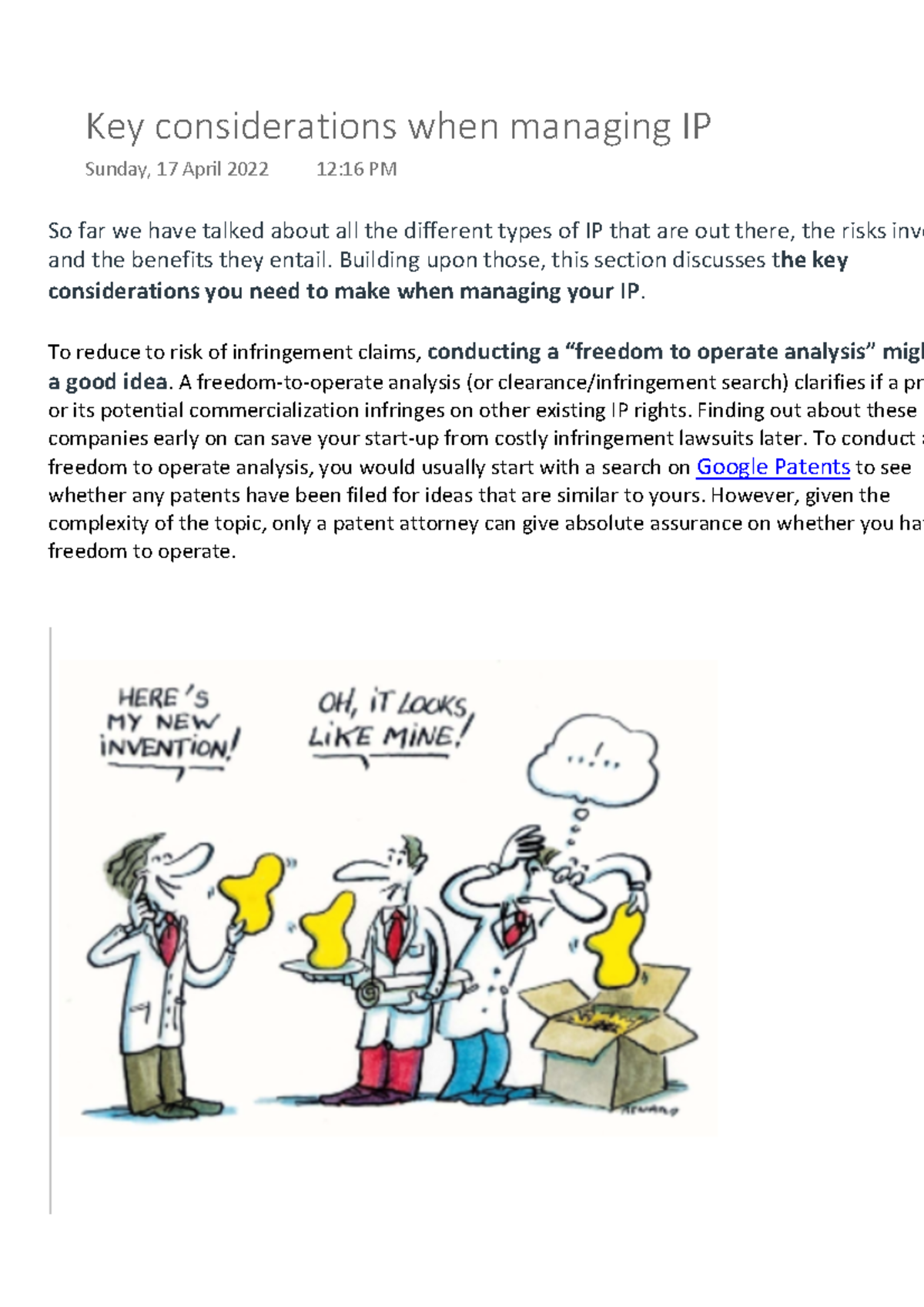 Key considerations when managing IP - So far we have talked about all ...