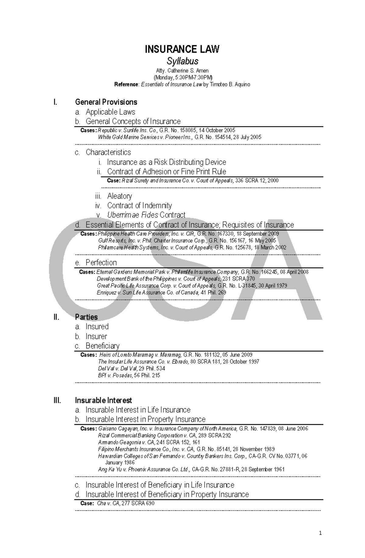 Insurance-Course-Syllabus-Mon-530-1st-sem-22-23-2 - INSURANCE LAW ...