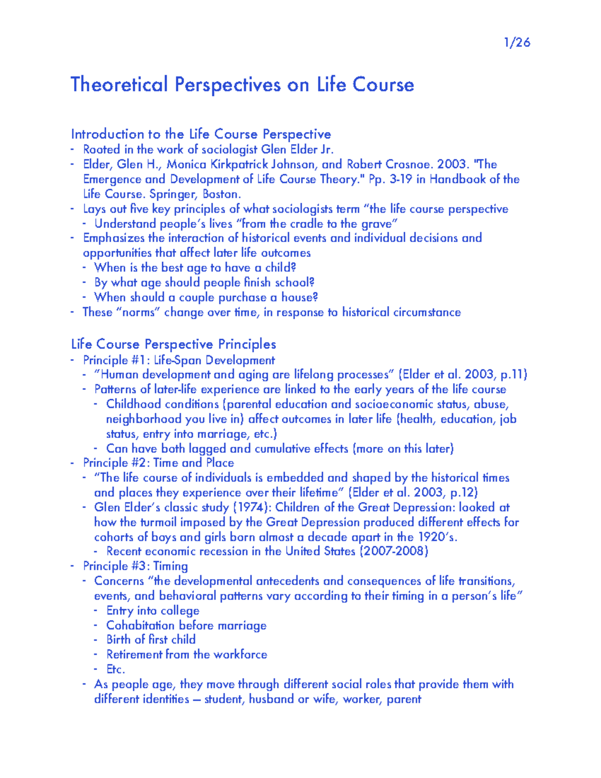 Theoretical Perspectives on Life Course - Theoretical Perspectives on ...